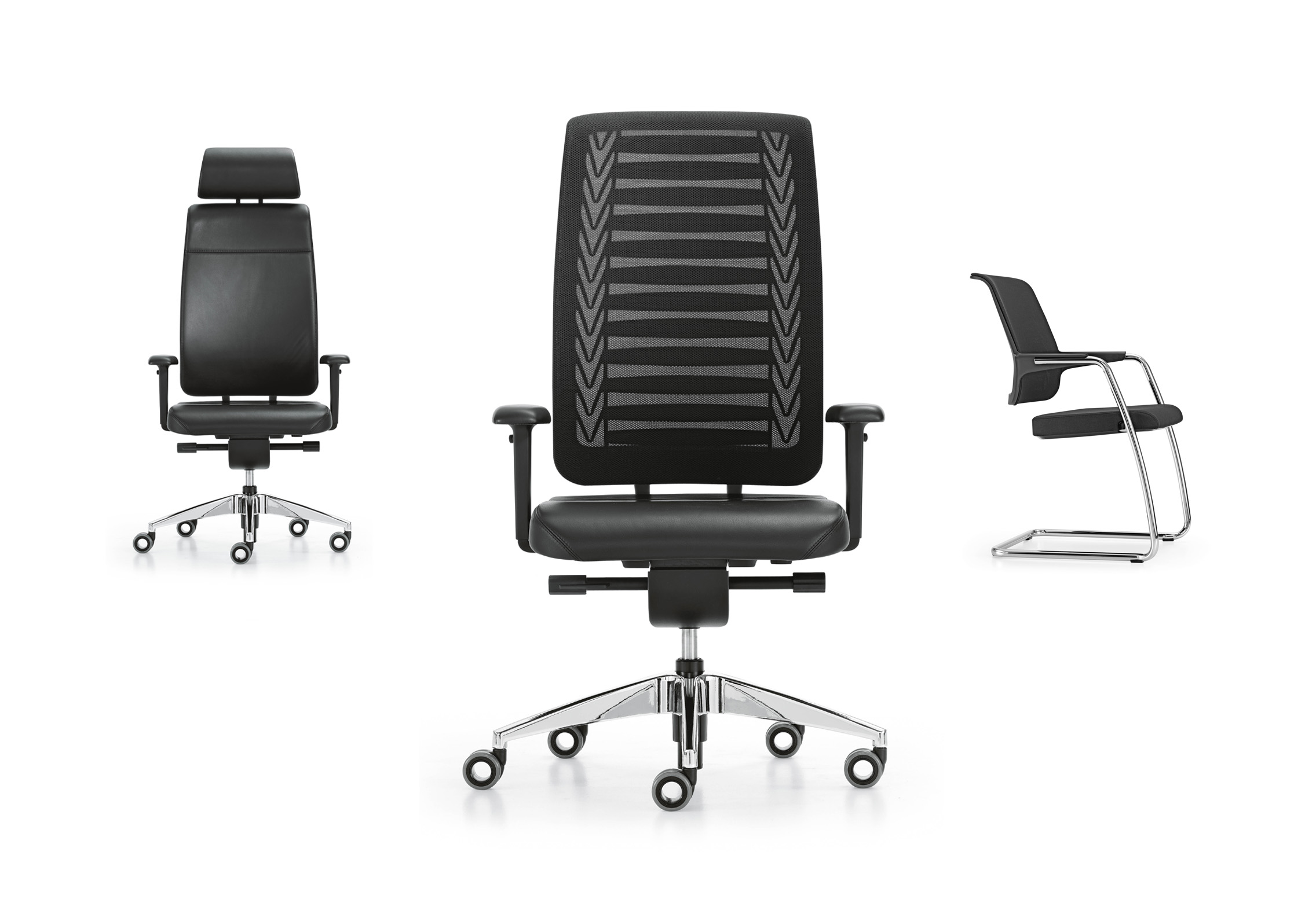Reflex – an office swivel chair with an innovative slatted backrest and ...